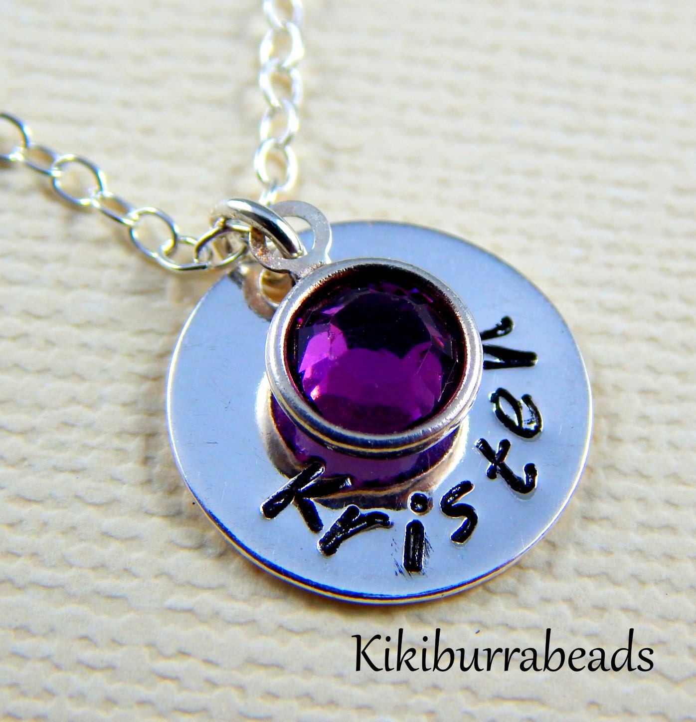 Personalized Name Necklace Birthstone Necklace Hand Stamped | Etsy