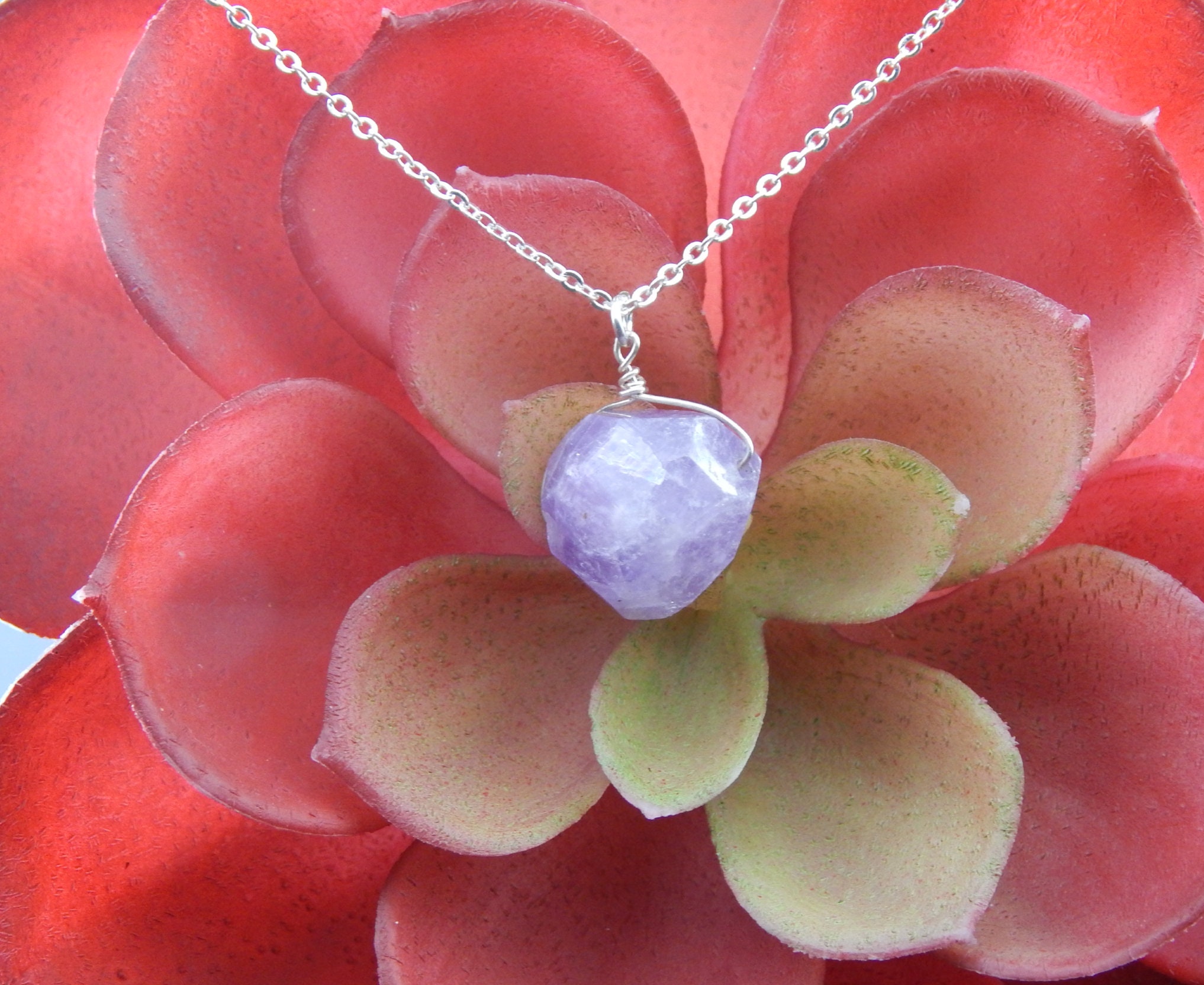 Raw Amethyst Necklace Amethyst Necklace Purple Amethyst | Etsy