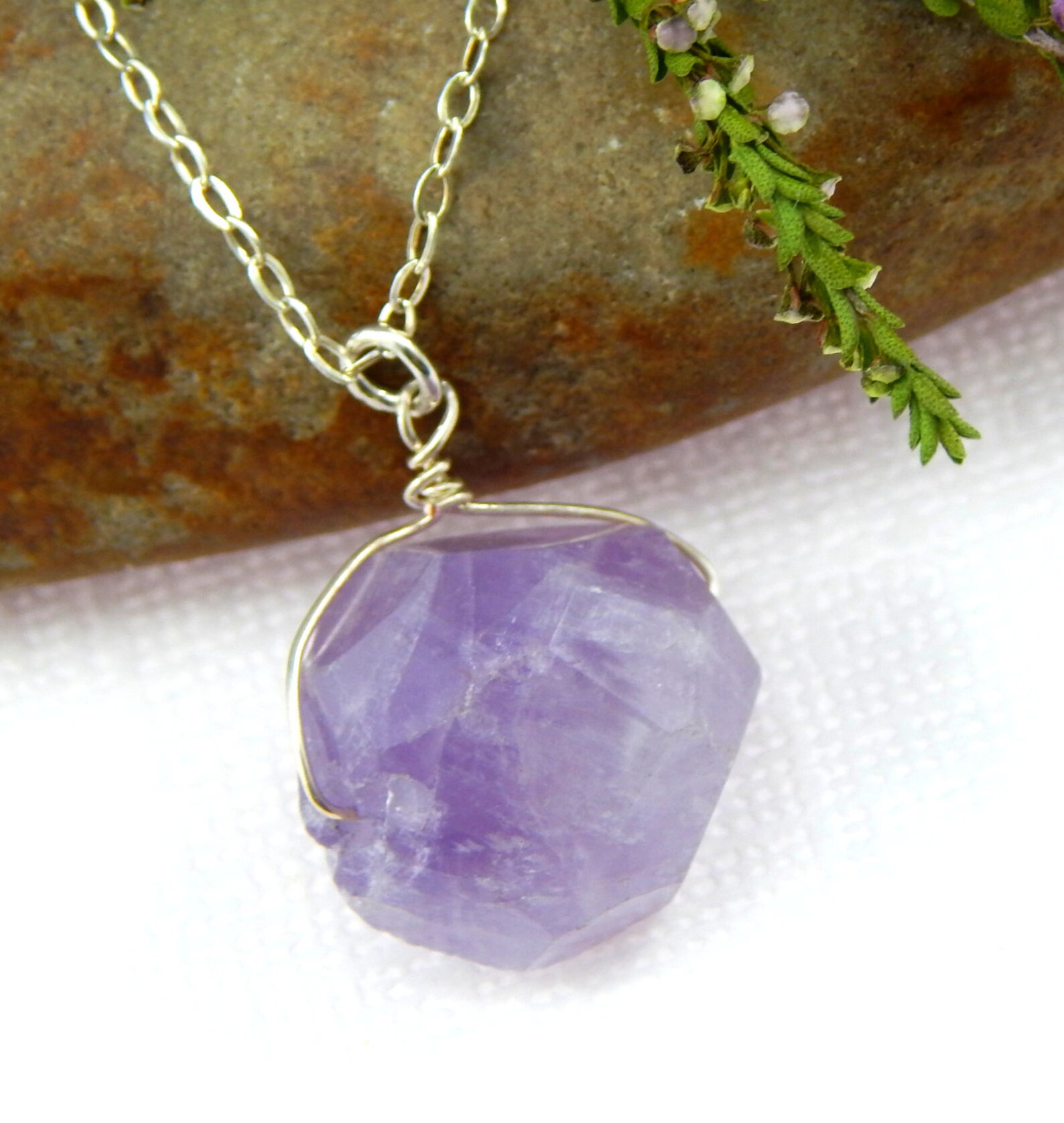Raw Amethyst Necklace Amethyst Necklace Purple Amethyst | Etsy