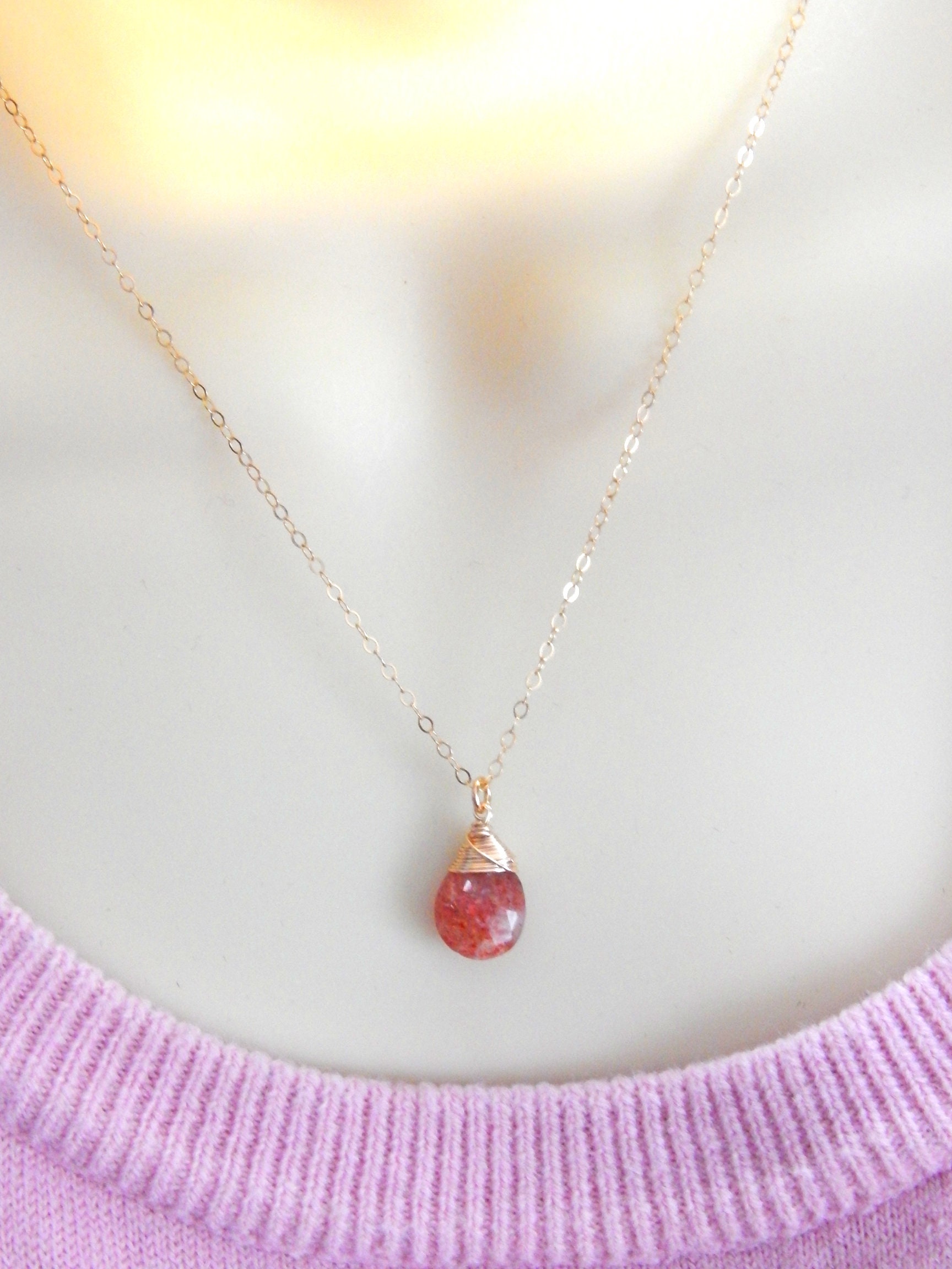 Sunstone Necklace Sunstone Jewelrygold Filled Necklace Wire | Etsy