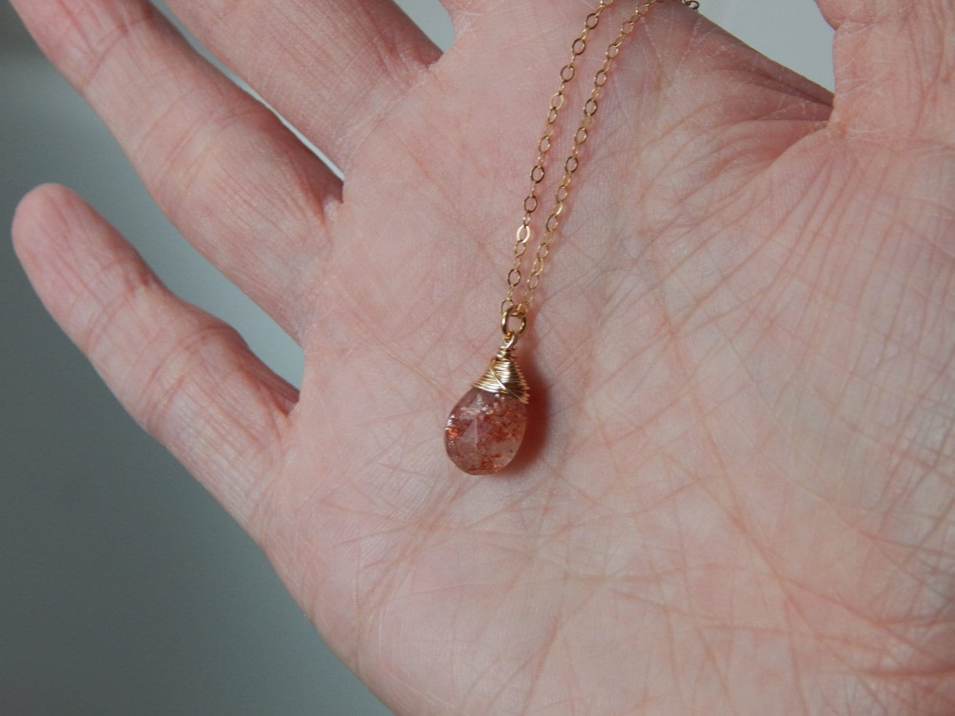 Sunstone Necklace Sunstone Jewelrygold Filled Necklace Wire | Etsy
