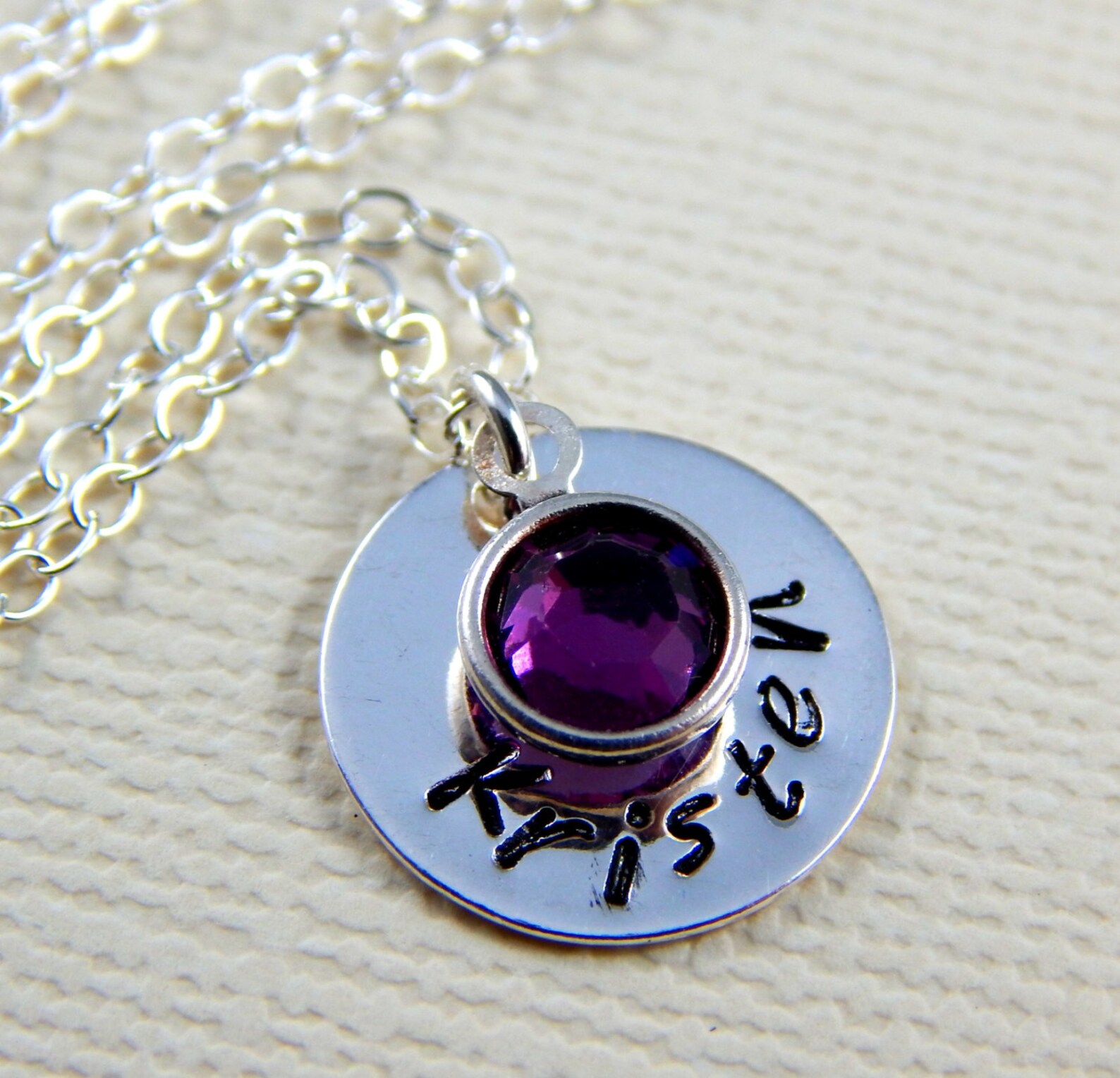 Personalized Name Necklace Birthstone Necklace Hand Stamped | Etsy