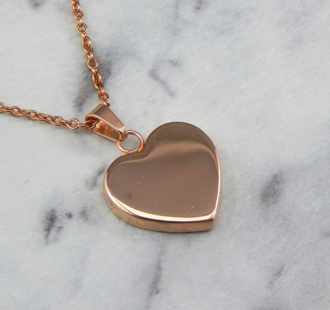 Rose Gold Heart Necklacerose Gold Heart Pendantrose Gold - Etsy