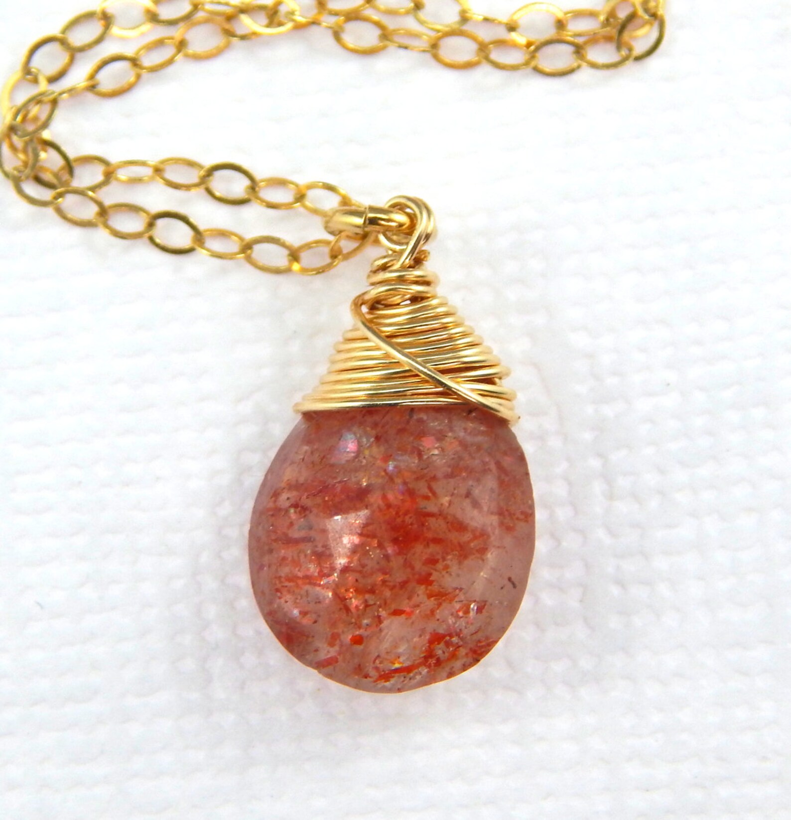 Sunstone Necklace Sunstone Jewelrygold Filled Necklace Wire | Etsy