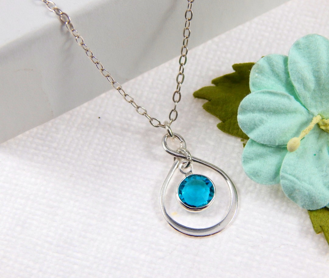 December Birthstone Necklace,december Birthstone Jewelry,blue Zircon ...