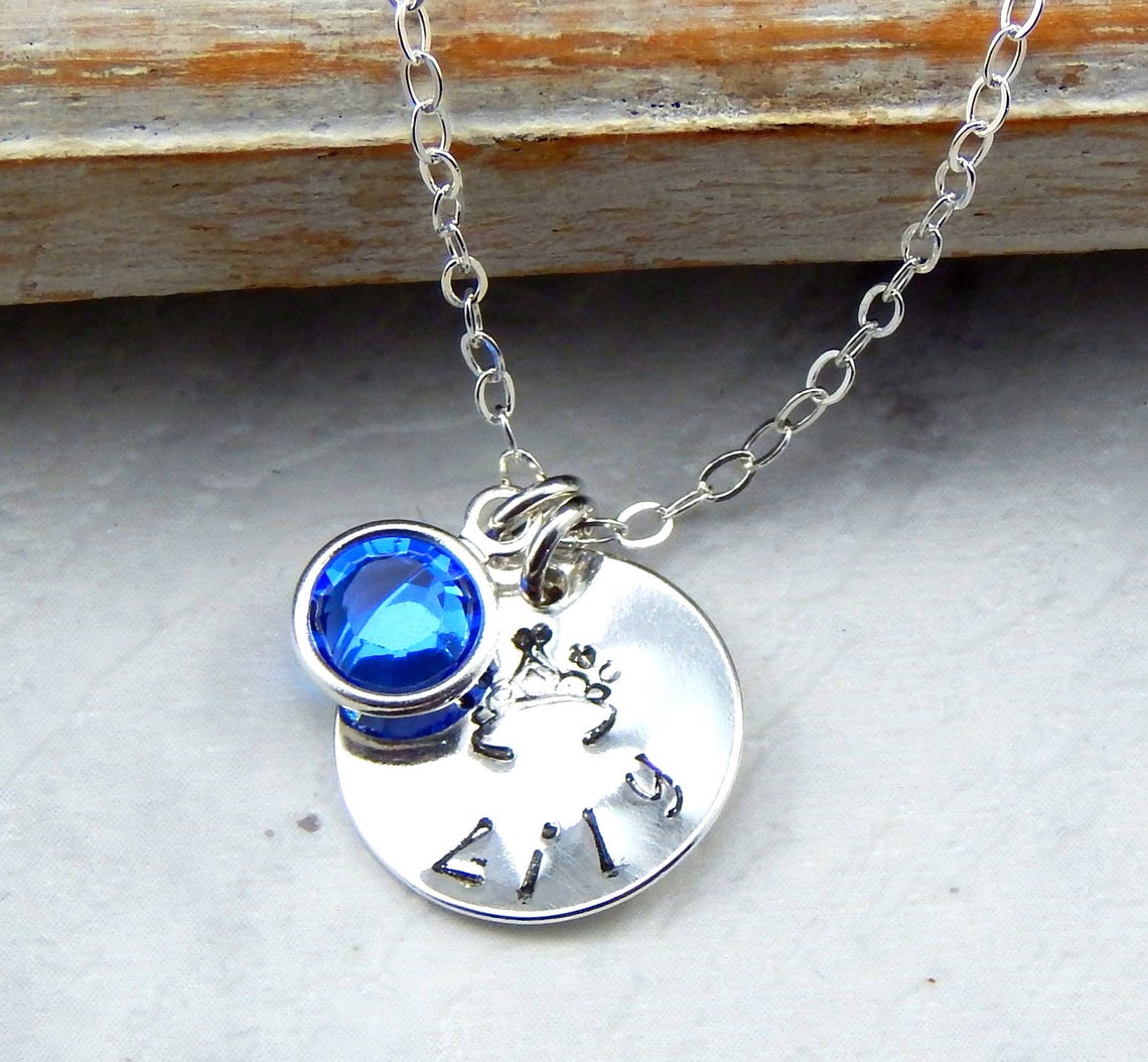 Princess Crown Necklacegirls Custom Name Necklacebirthstone - Etsy