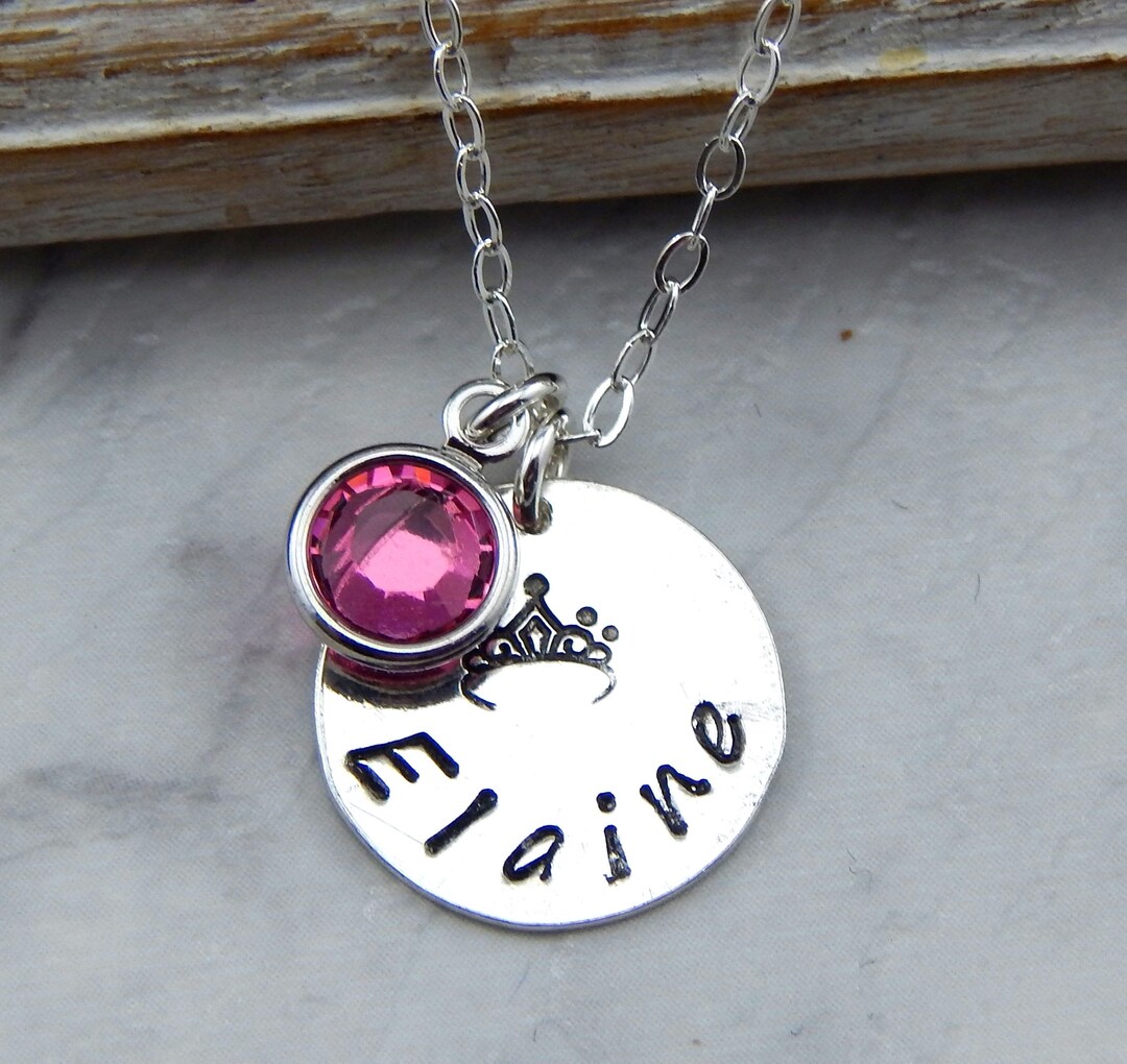 Princess Crown Necklace,girls Custom Name Necklace,birthstone Necklace ...
