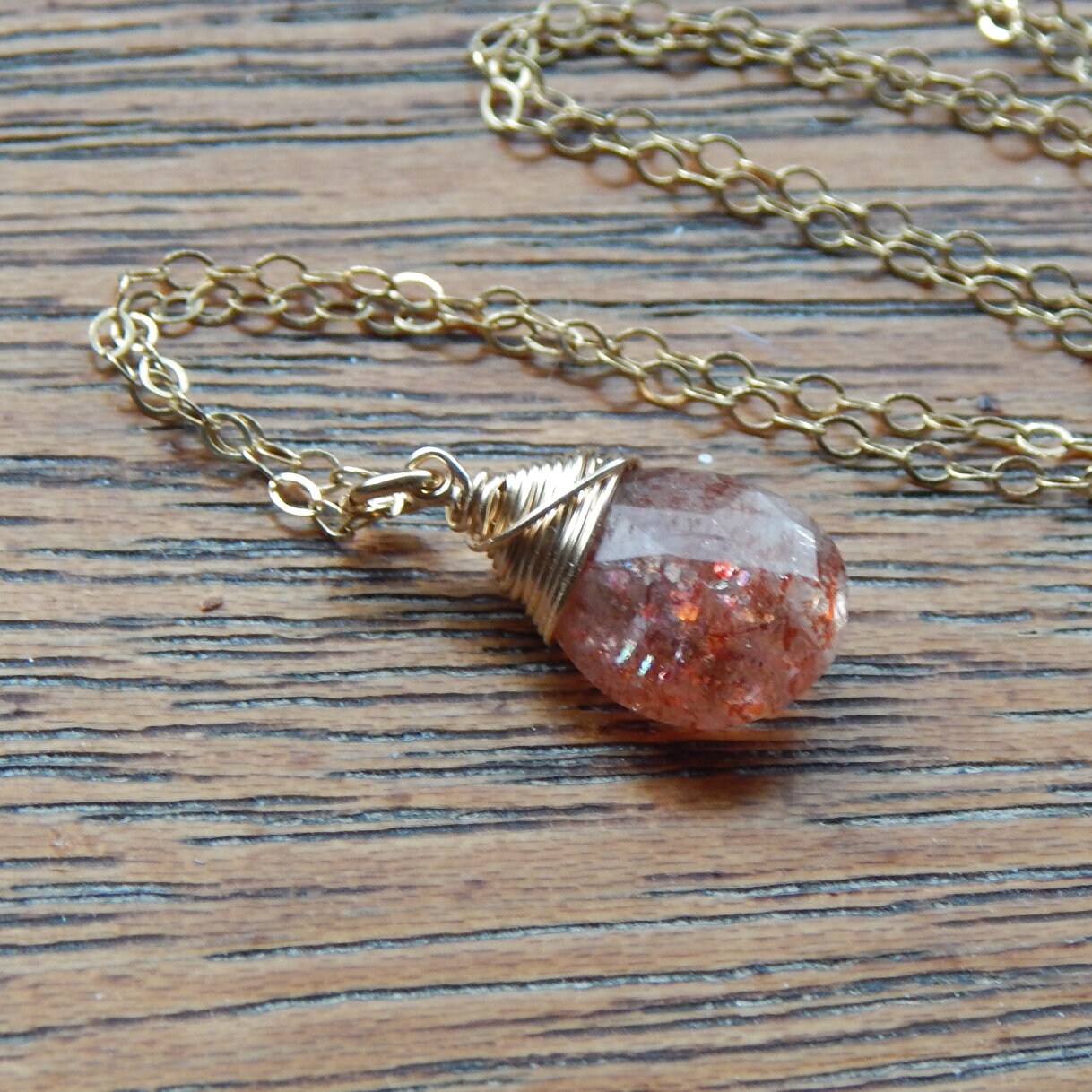 Sunstone Necklace Sunstone Jewelrygold Filled Necklace Wire | Etsy