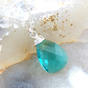 Blue Caribbean Quartz Necklace,blue Gem Necklace,caribbean Blue Quartz ...