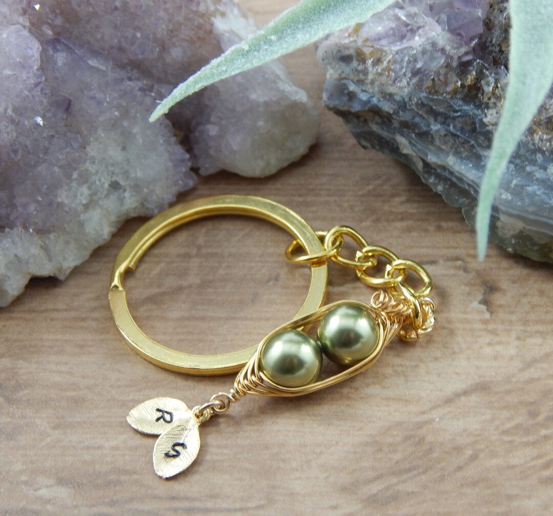 Two Peas Pod Keychain, 2 Peas Pod Key Chain,personalized Pea Pod ...