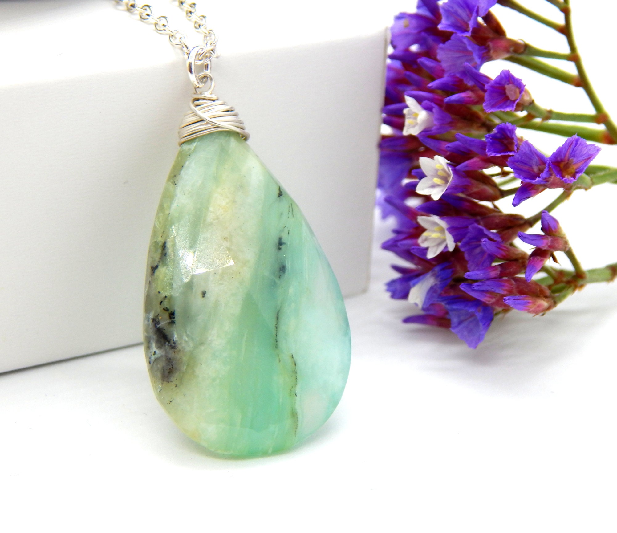 Peruvian Opal Necklaceraw Peruvian Opal Necklacewire Wrapped | Etsy