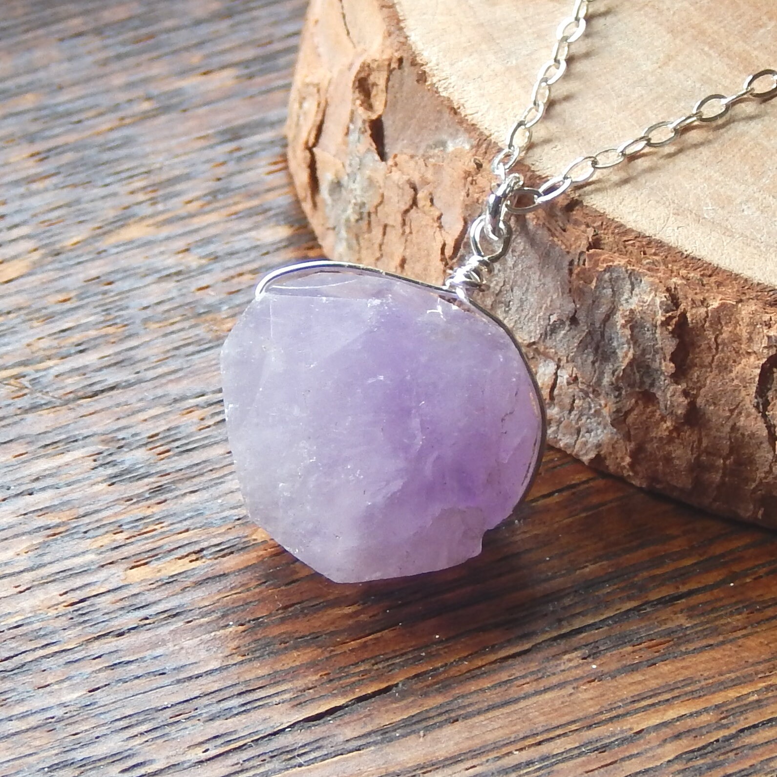 Raw Amethyst Necklace Amethyst Necklace Purple Amethyst | Etsy