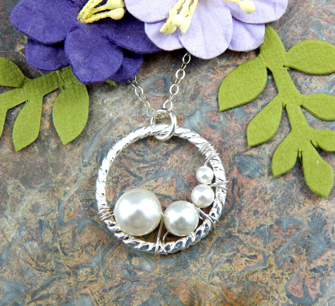 Generations Pendant Necklace Four Swarovski Pearls. Personalize to Suit ...
