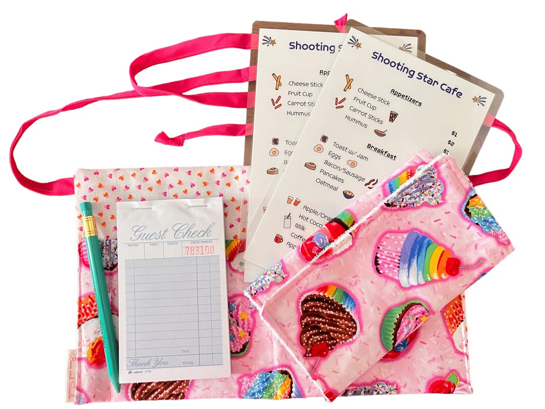Children's Waitress/waiter Apron Set - Pink Cupcakes - Pretend Play ...
