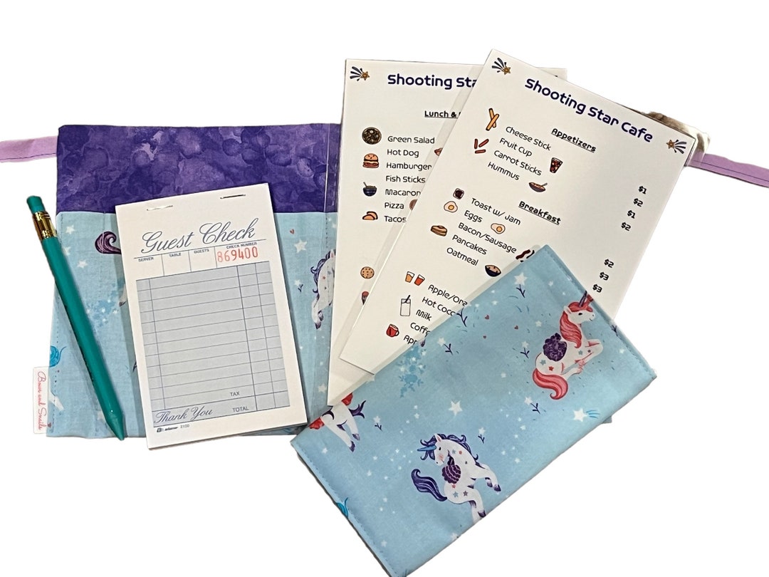 Children's Waitress/waiter Apron Set - Blue Unicorns Pretend Play ...
