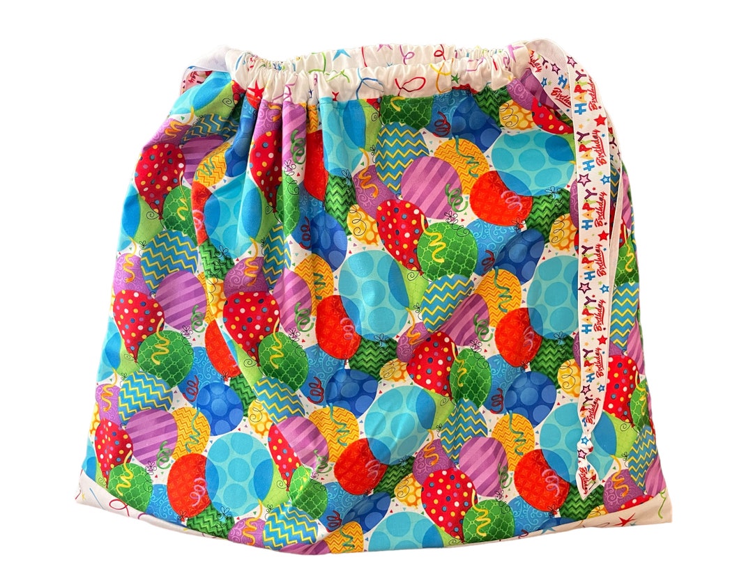 Reusable Gift Bag, Balloons and Streamers Birthday Gift Bag, Birthday ...