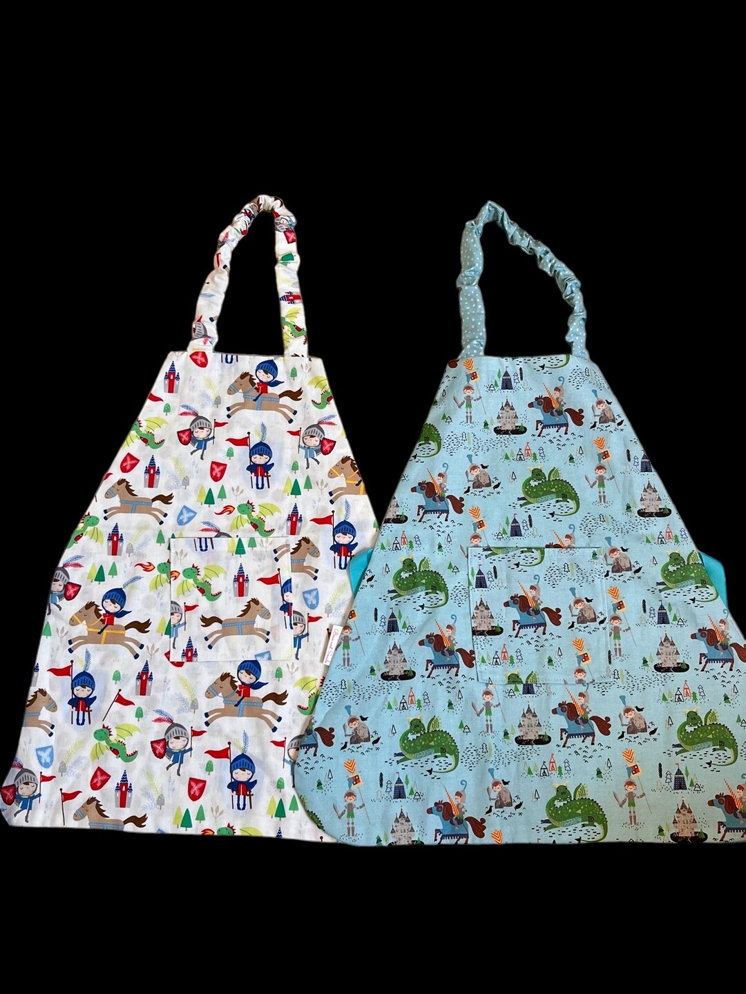 Child Apron Knights & Dragons, Small Apron Fits Ages 2-4 Reversible ...