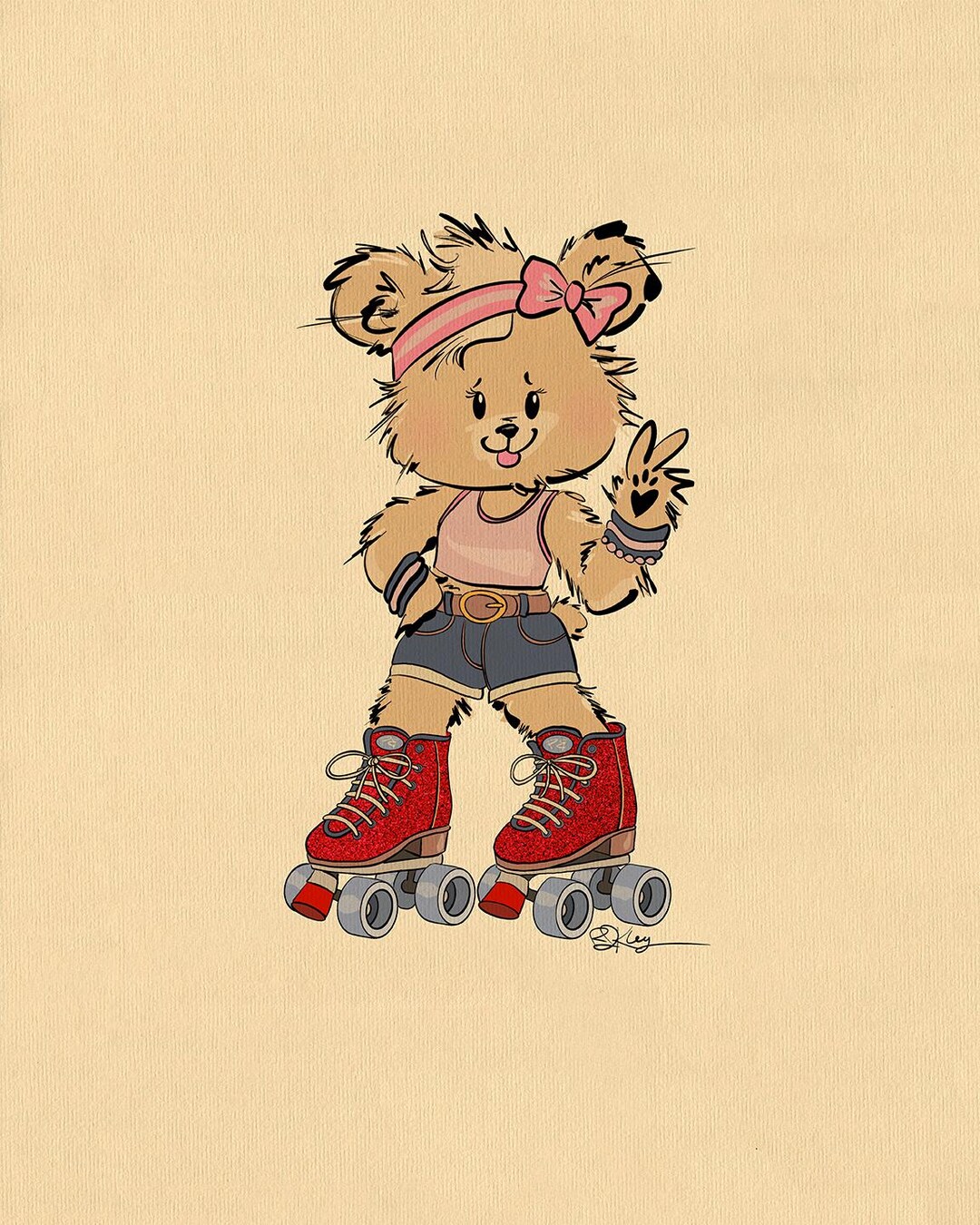 Pola Bear Terra Art Print – Roller Skate Pola Bear Art Print, Retro 70s ...