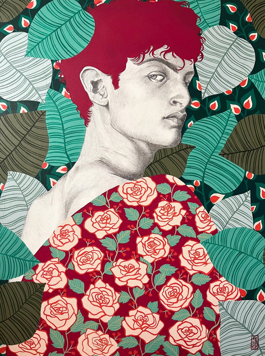Painting "achilles" Acrylic on Canvas 80x60, Detailed Drawing Portrait ...