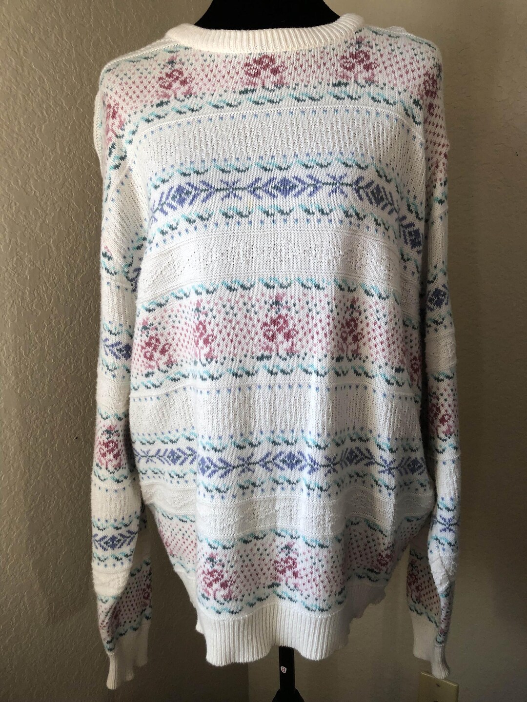 Vintage Isle of Cotton Cream Granny Sweater - 80s 90s Doily Knit ...