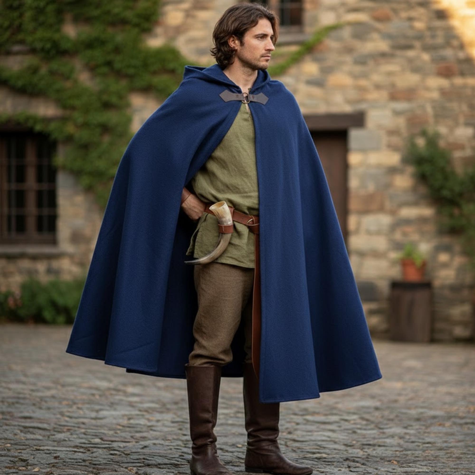 Medieval Hooded Cloak Cape for Men – Viking LARP Costume, Renaissance ...