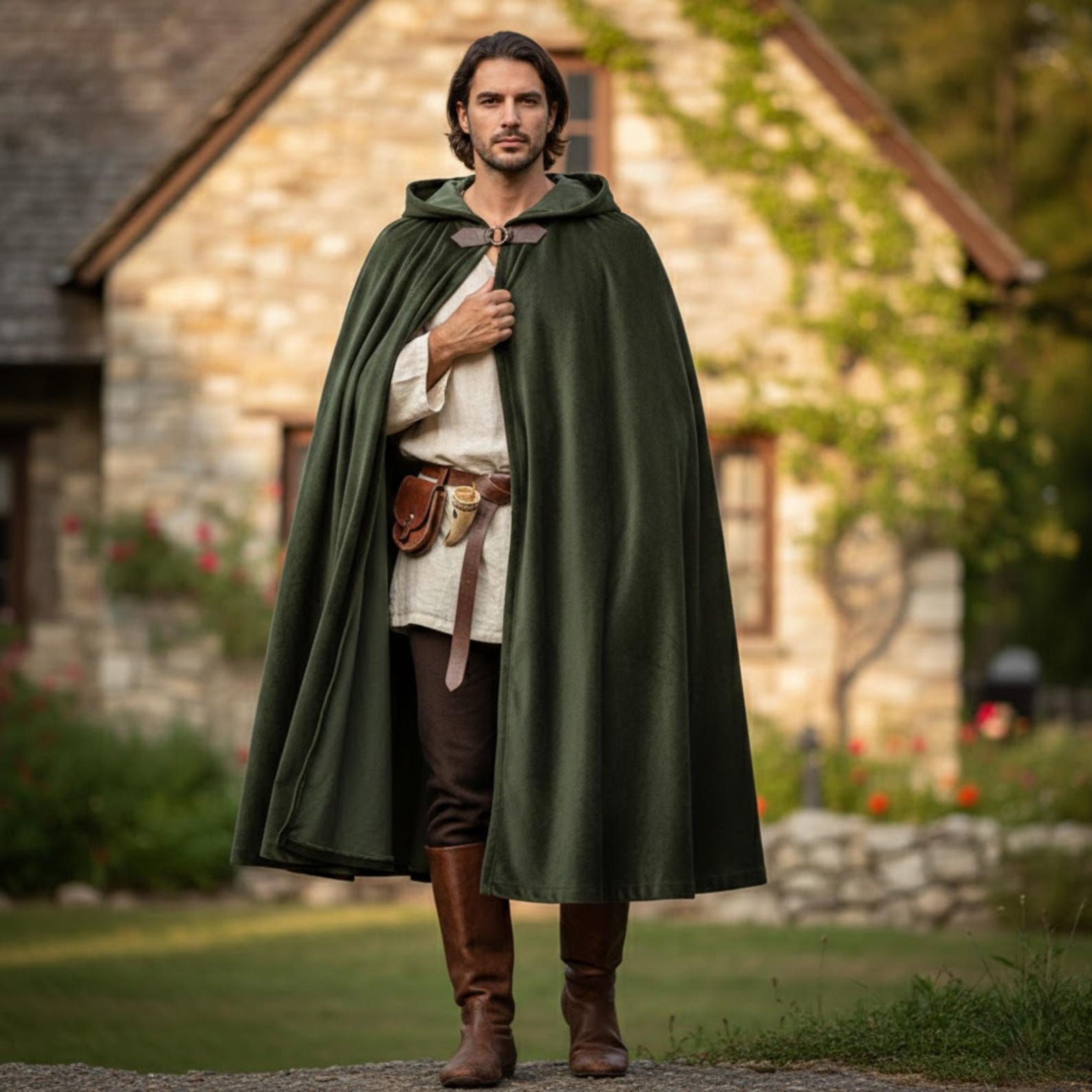 Medieval Hooded Cloak Cape for Men – Viking LARP Costume, Renaissance ...