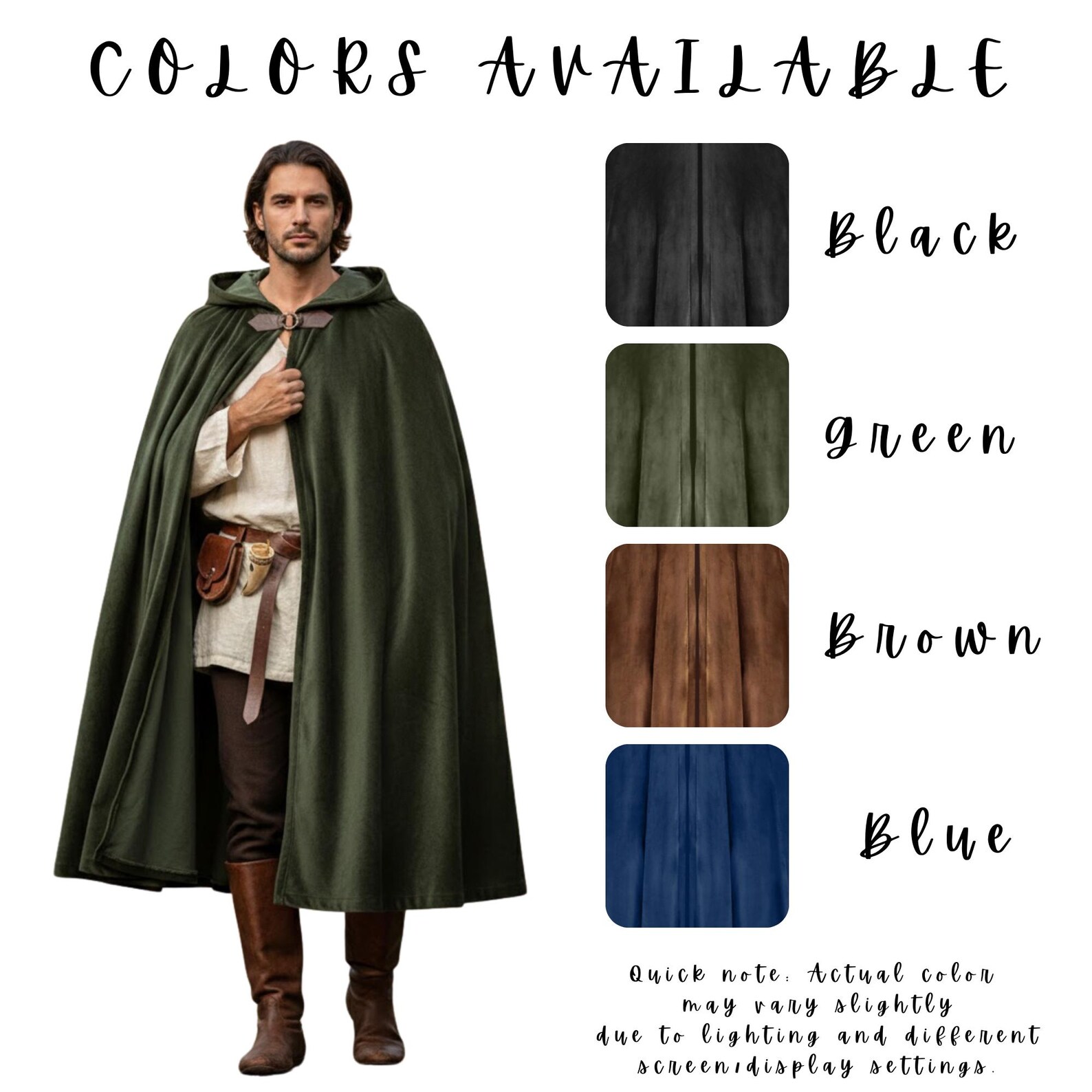 Medieval Hooded Cloak Cape for Men – Viking LARP Costume, Renaissance ...