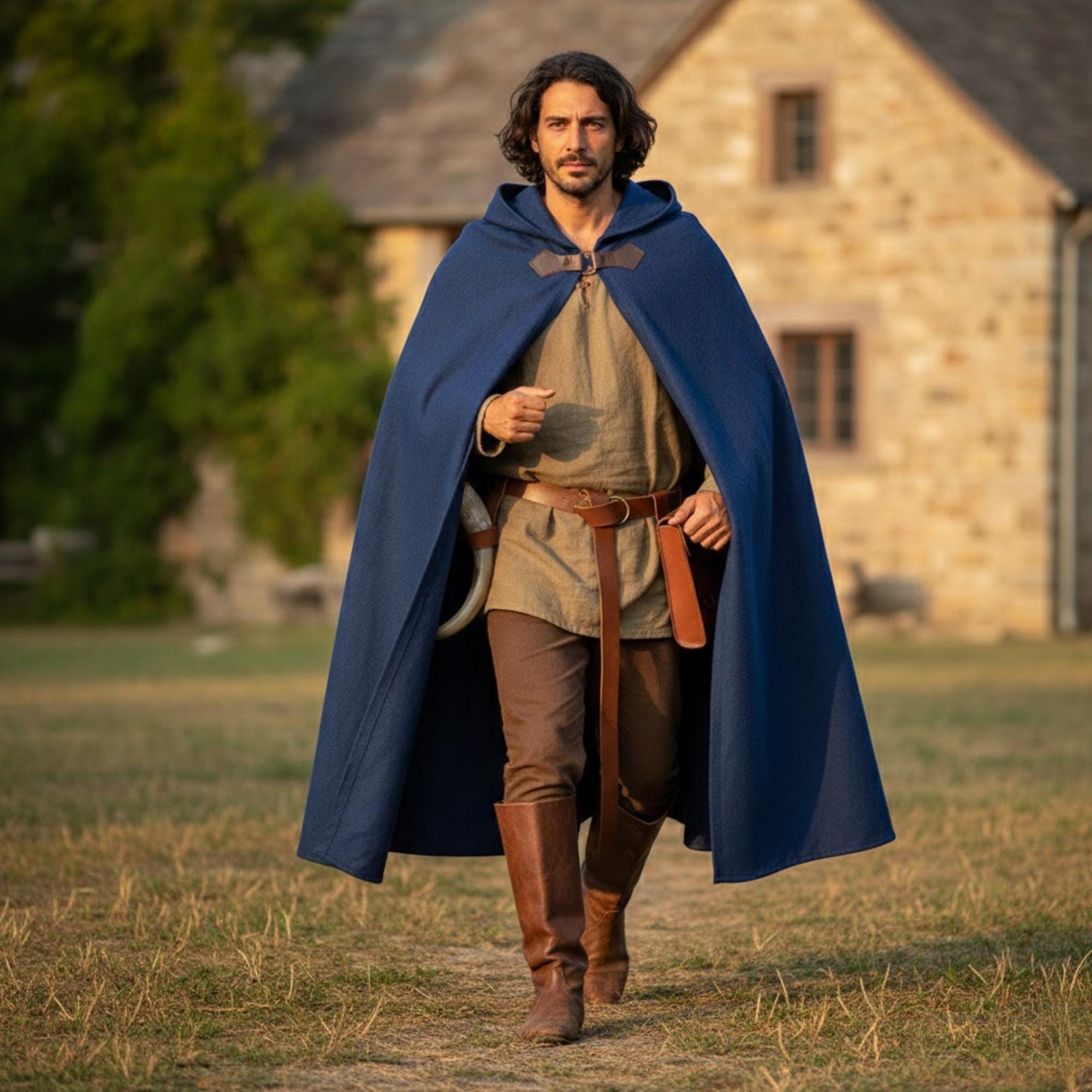 Medieval Hooded Cloak Cape for Men – Viking LARP Costume, Renaissance ...