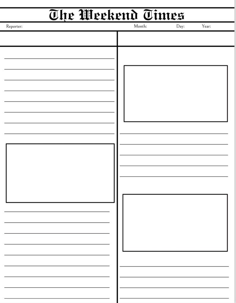Newspaper (printable) Creative Writing Practice Page - Etsy