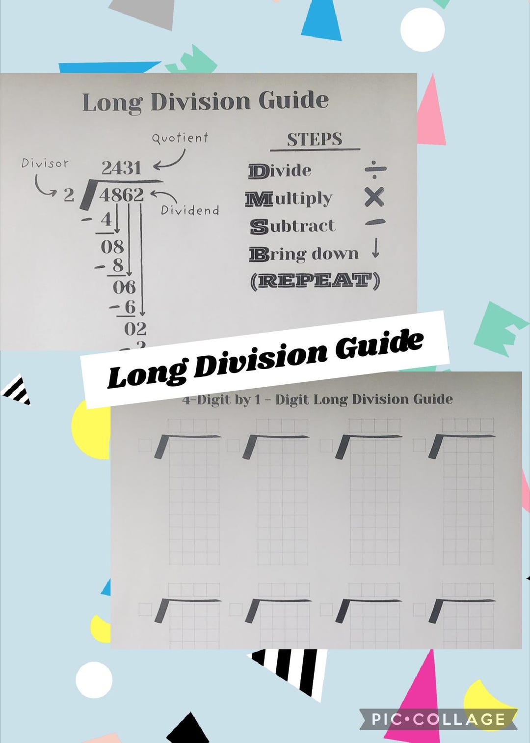 Long Division Guide (step by Step) With Practice Worksheet for School ...