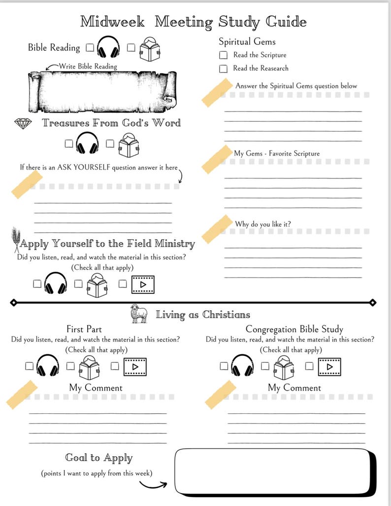 JW Midweek Meeting Study Guide - Etsy