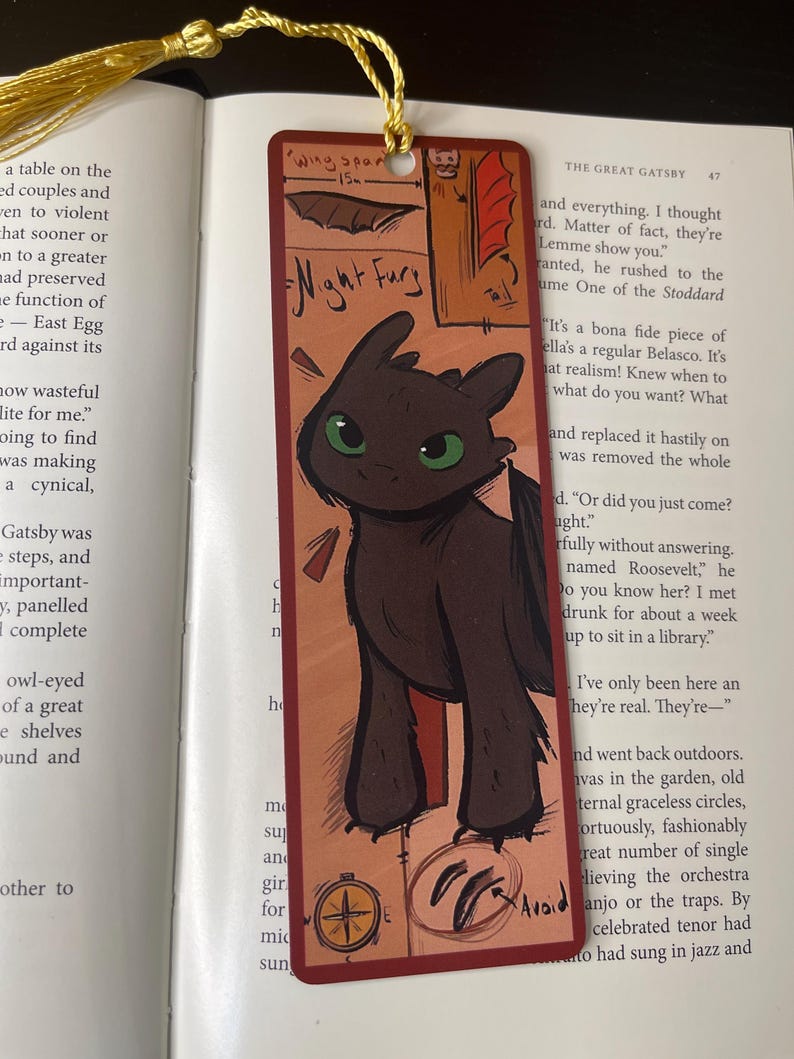 HTTYD Toothless Bookmark, Tassel ‘how to Train Your Dragon’ Bookmark ...