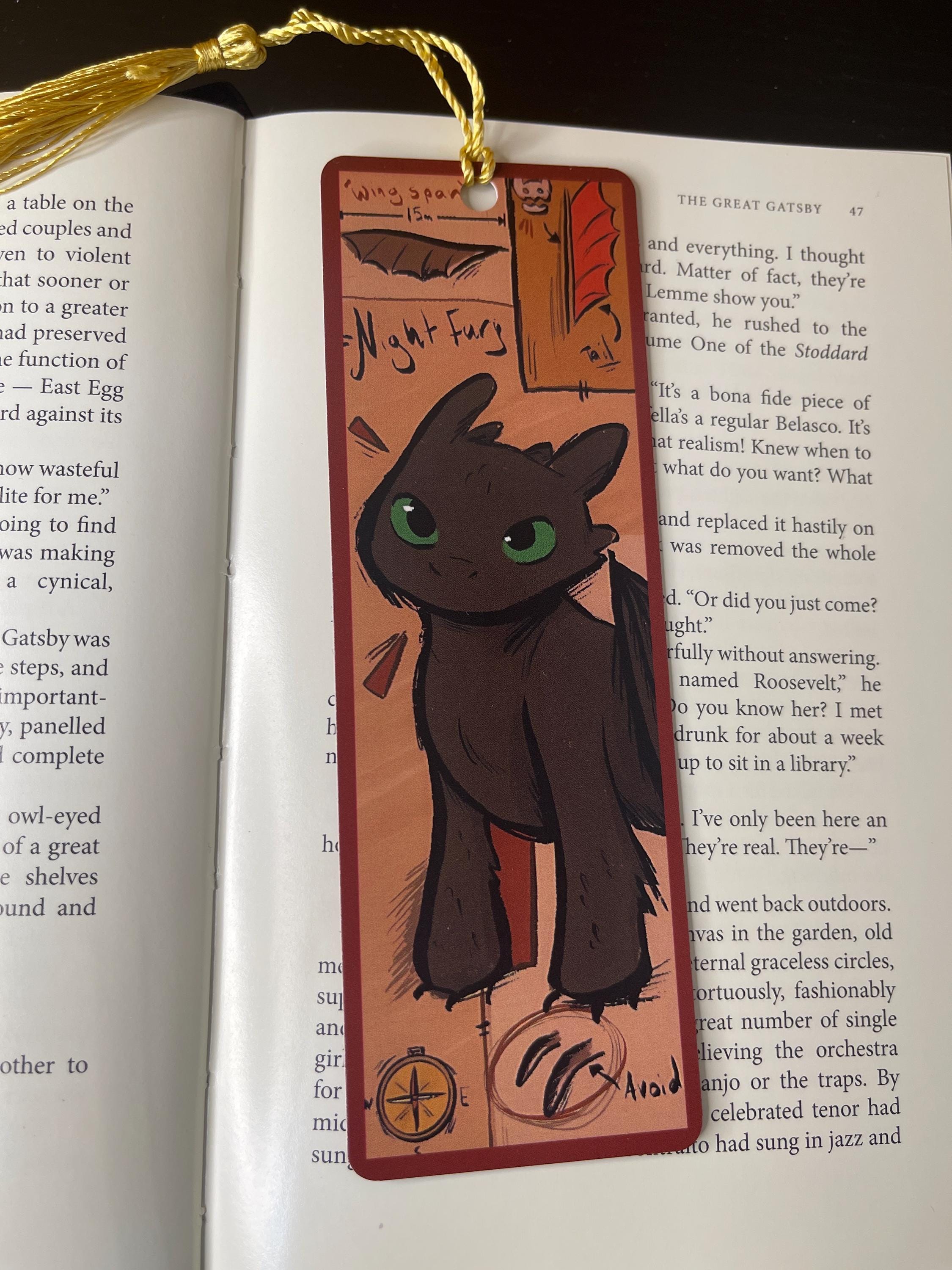HTTYD Toothless Bookmark, Tassel ‘how to Train Your Dragon’ Bookmark ...