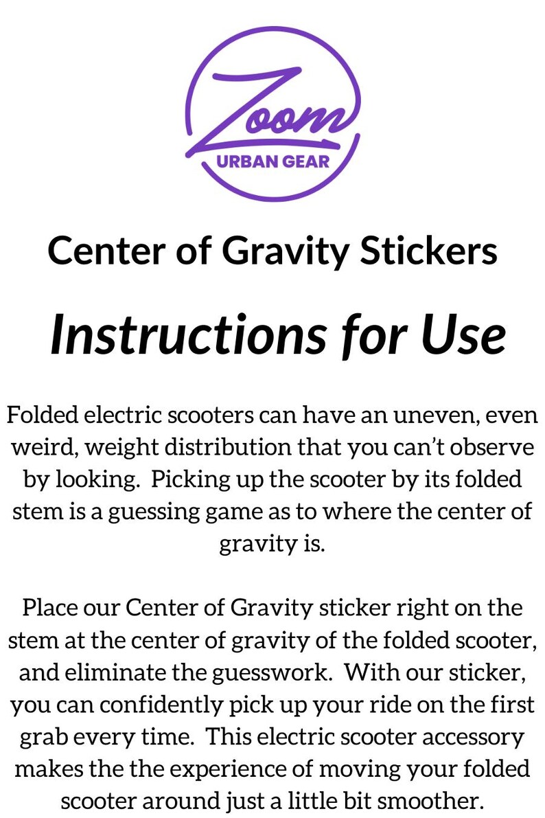 Center of Gravity Stickers for Electric Scooters - Etsy