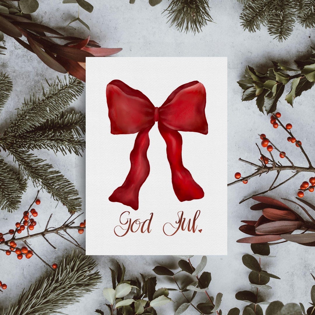 God Jul Julekort Sløyfe Design - Etsy