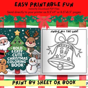 Bold, Easy Cute Christmas Coloring Activity, Easy Christmas Kids ...