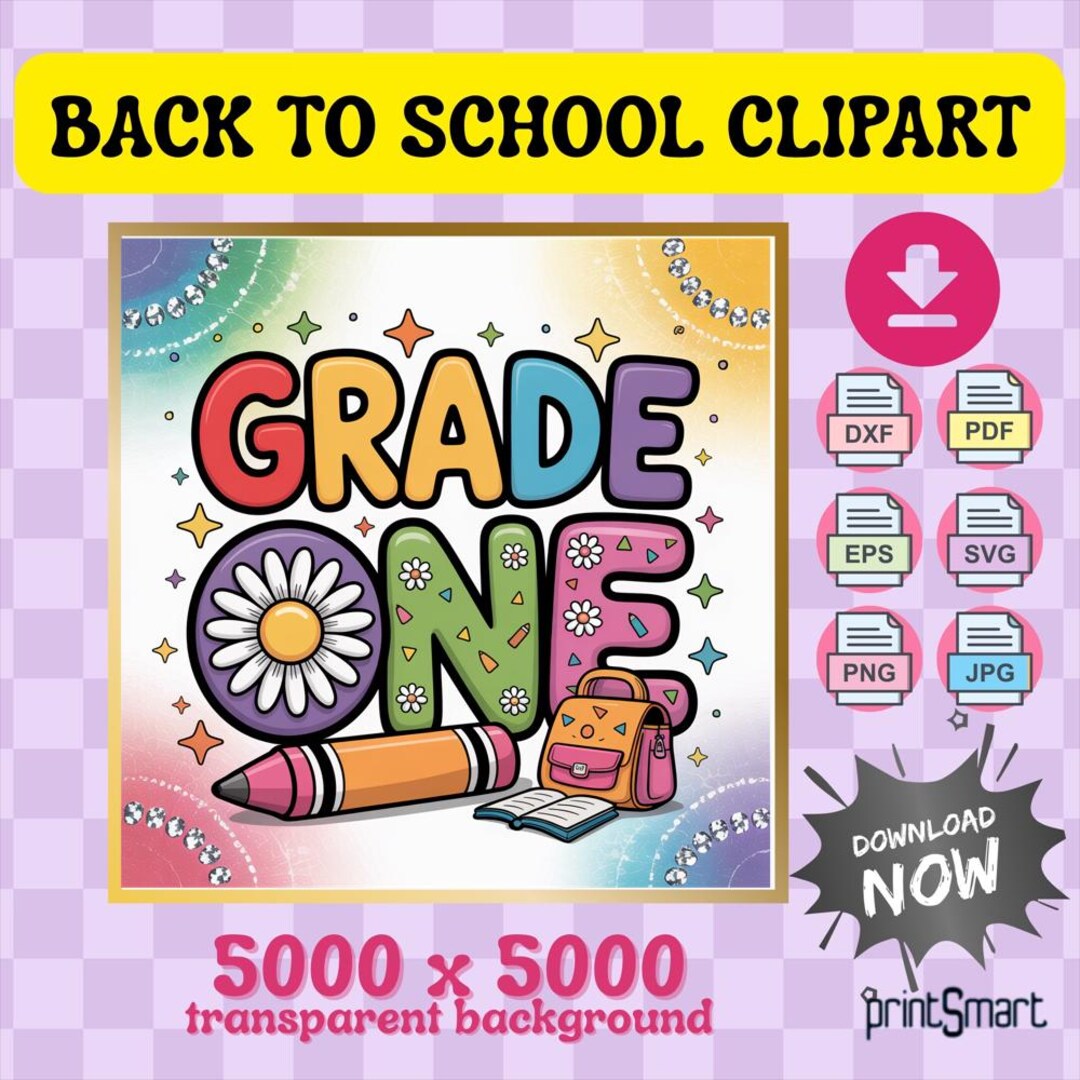 First Grade Clip Art: Back to School SVG, PNG, JPG (digital Download - Etsy