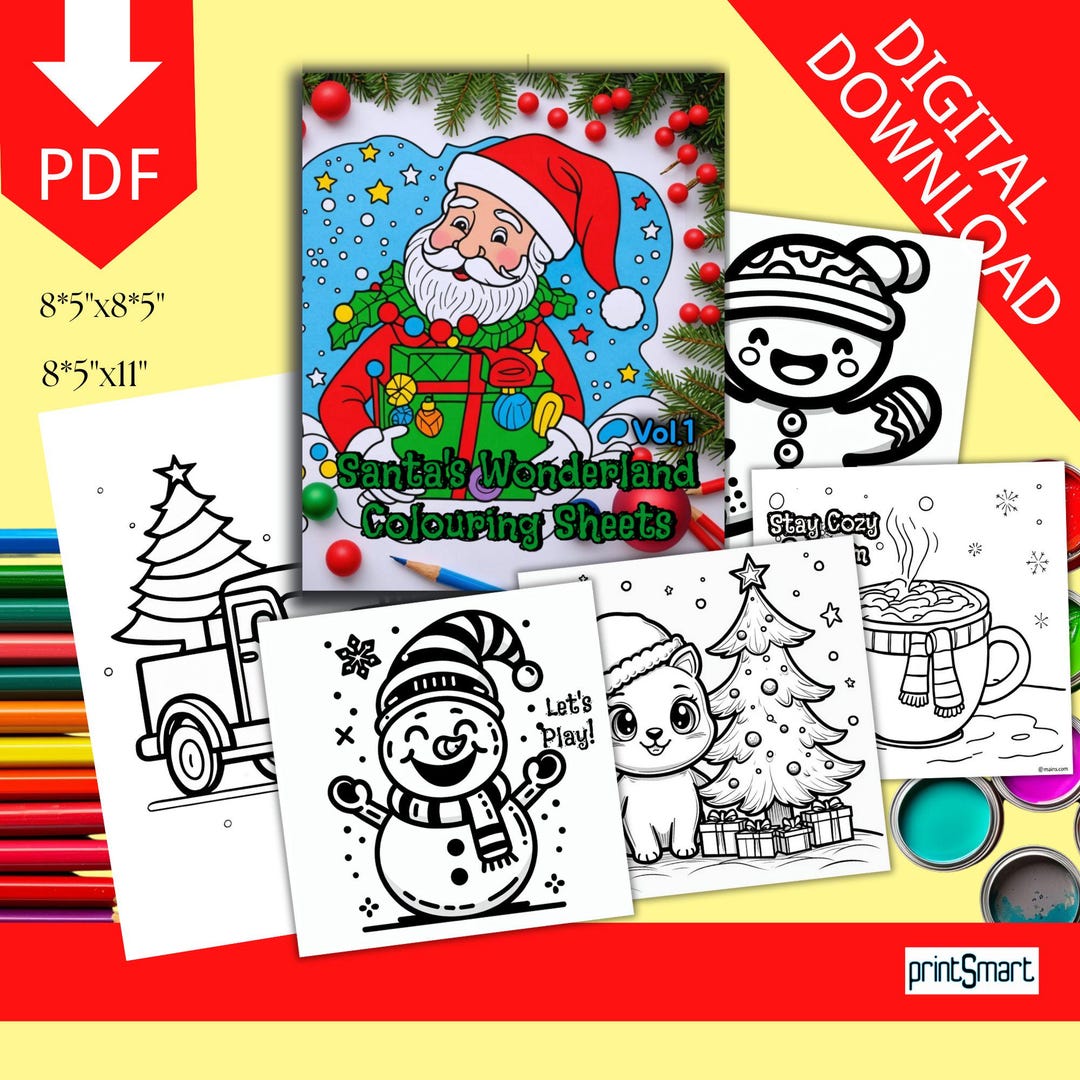Winter Wonderland Christmas Coloring Pages, Digital Download, 10 ...