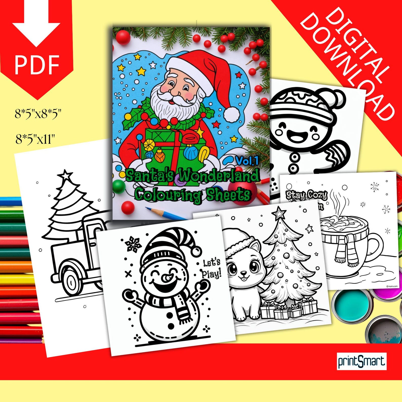 Winter Wonderland Christmas Coloring Pages, Digital Download, 10 ...