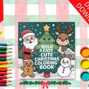 Bold, Easy Cute Christmas Coloring Activity, Easy Christmas Kids ...