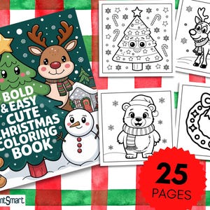 Bold, Easy Cute Christmas Coloring Activity, Easy Christmas Kids ...