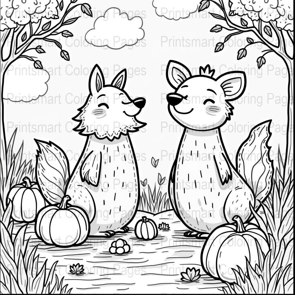 Autumn Coloring Fun Printable Sheets, Easy and Bold Autumn Animal ...