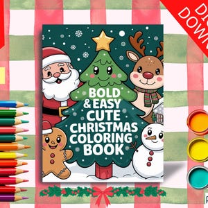 Bold, Easy Cute Christmas Coloring Activity, Easy Christmas Kids ...