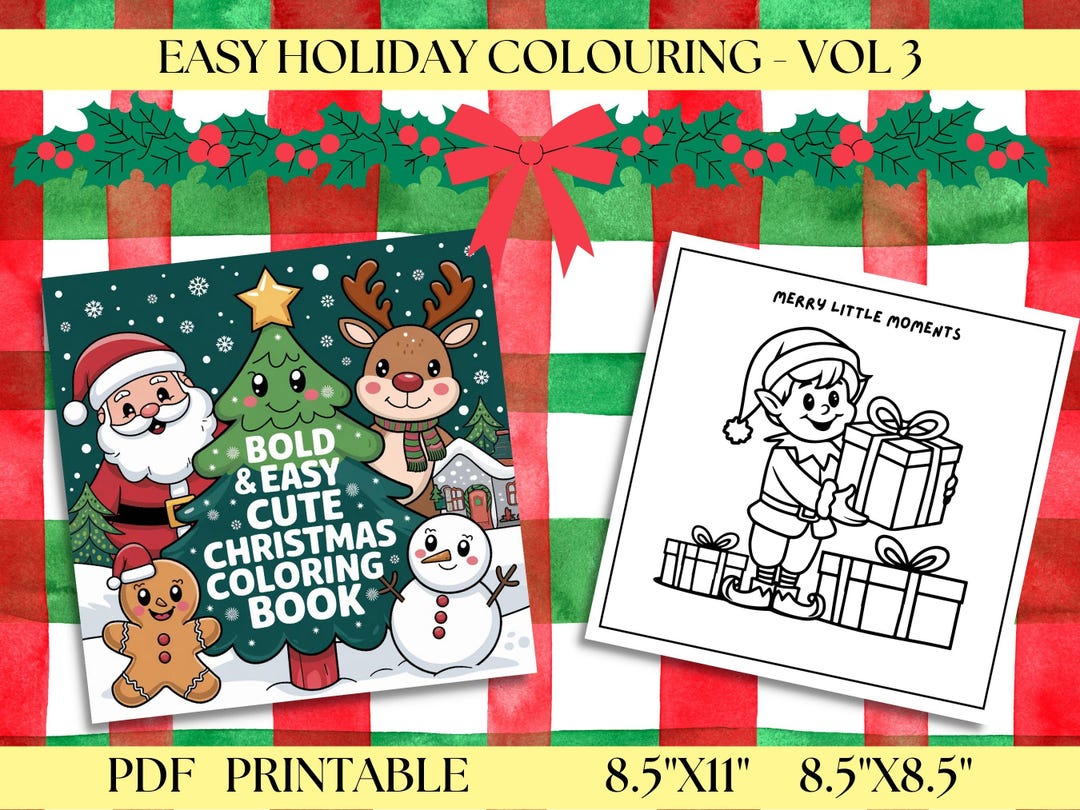 Bold, Easy Cute Christmas Coloring Activity, Easy Christmas Kids ...
