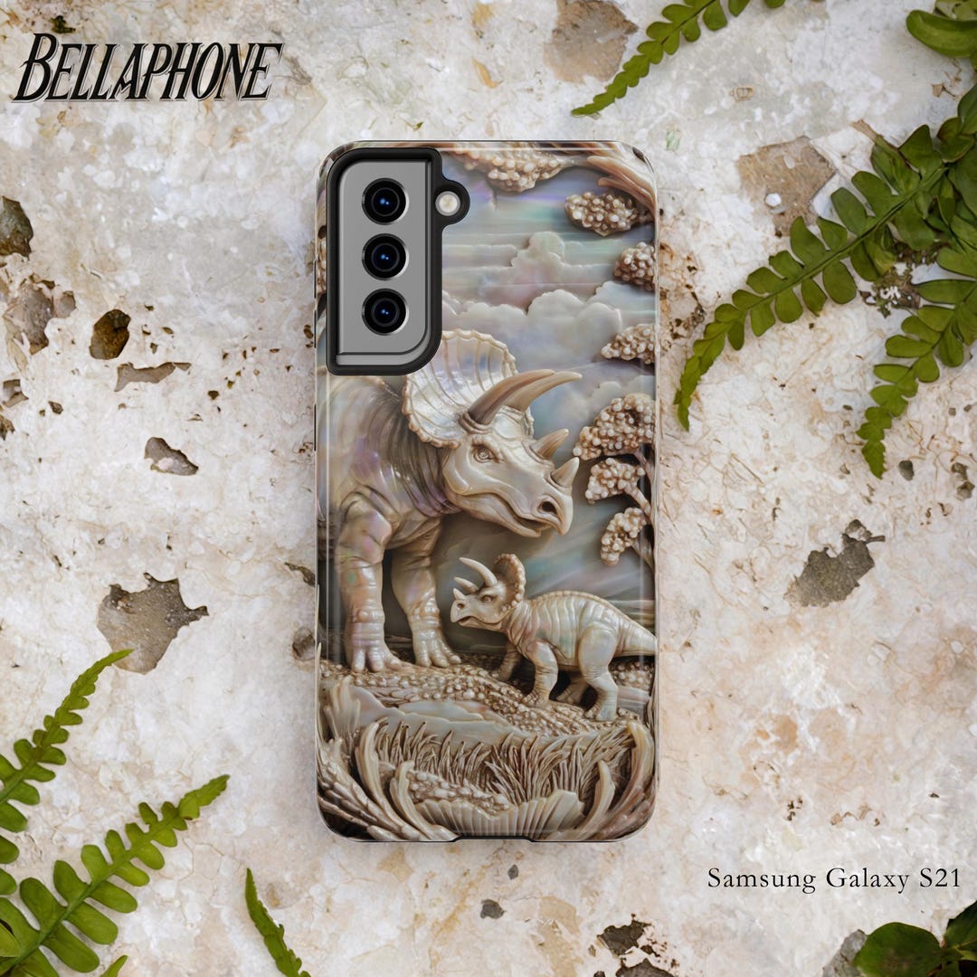 Cute Dinosaur Phone Case, Mother-of-pearl Relief Print Mobile Cover ...
