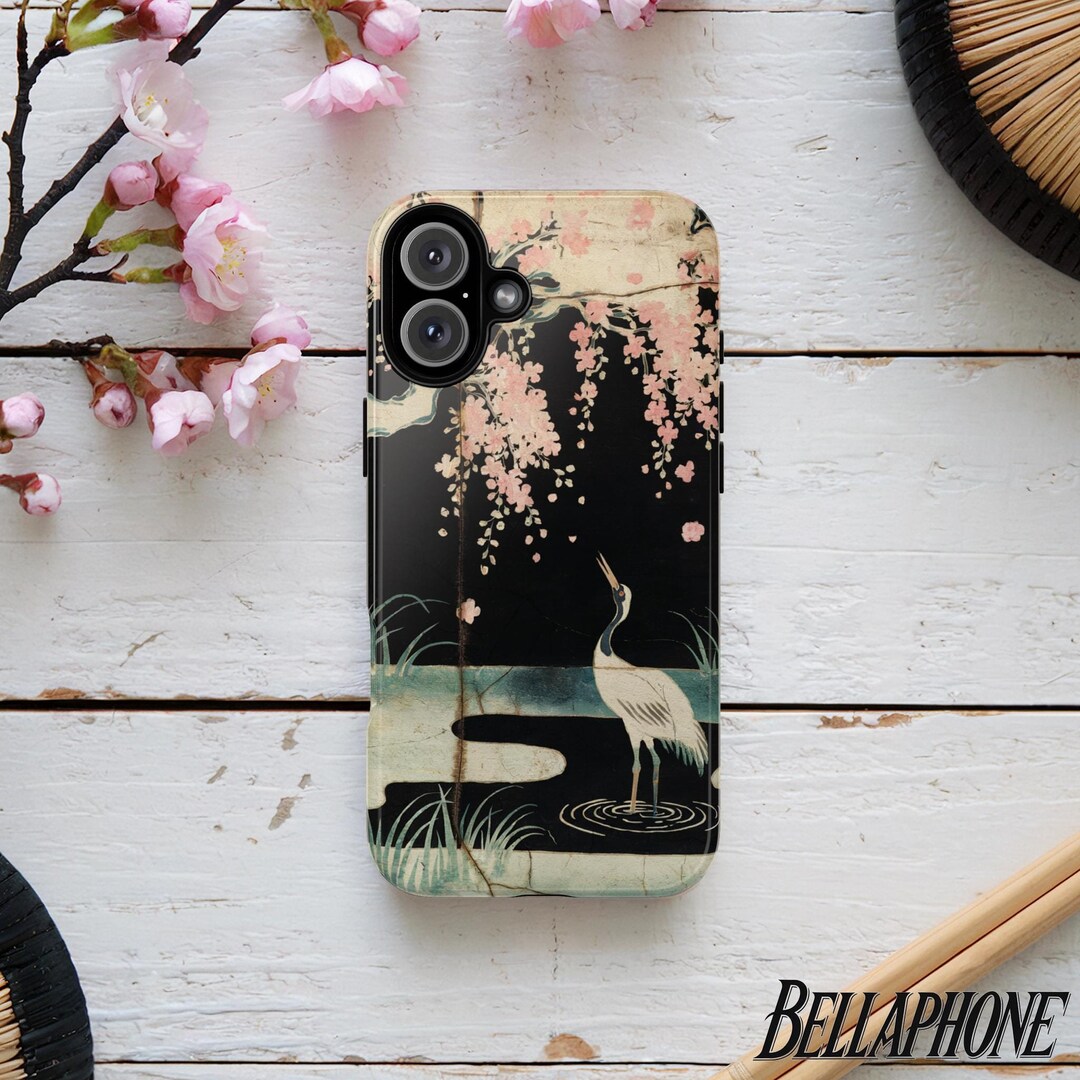 Vintage Bird Phone Case, Retro Wabi Sabi Mobile Cover, Gift for Asian ...