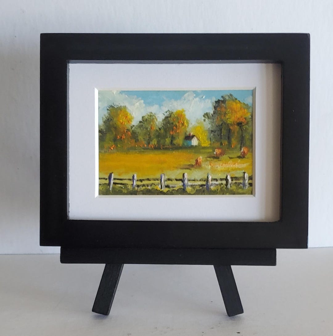 Pastoral Mini Rural Farmstead Landscape Oil on Easel - Etsy