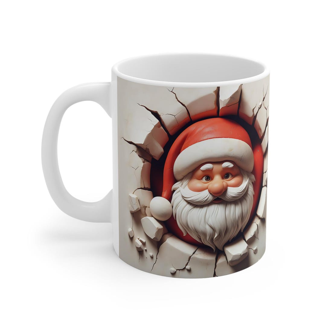 Funny Breakthrough Santa Mug, Christmas Coffee Cup, Xmas Gift Idea ...
