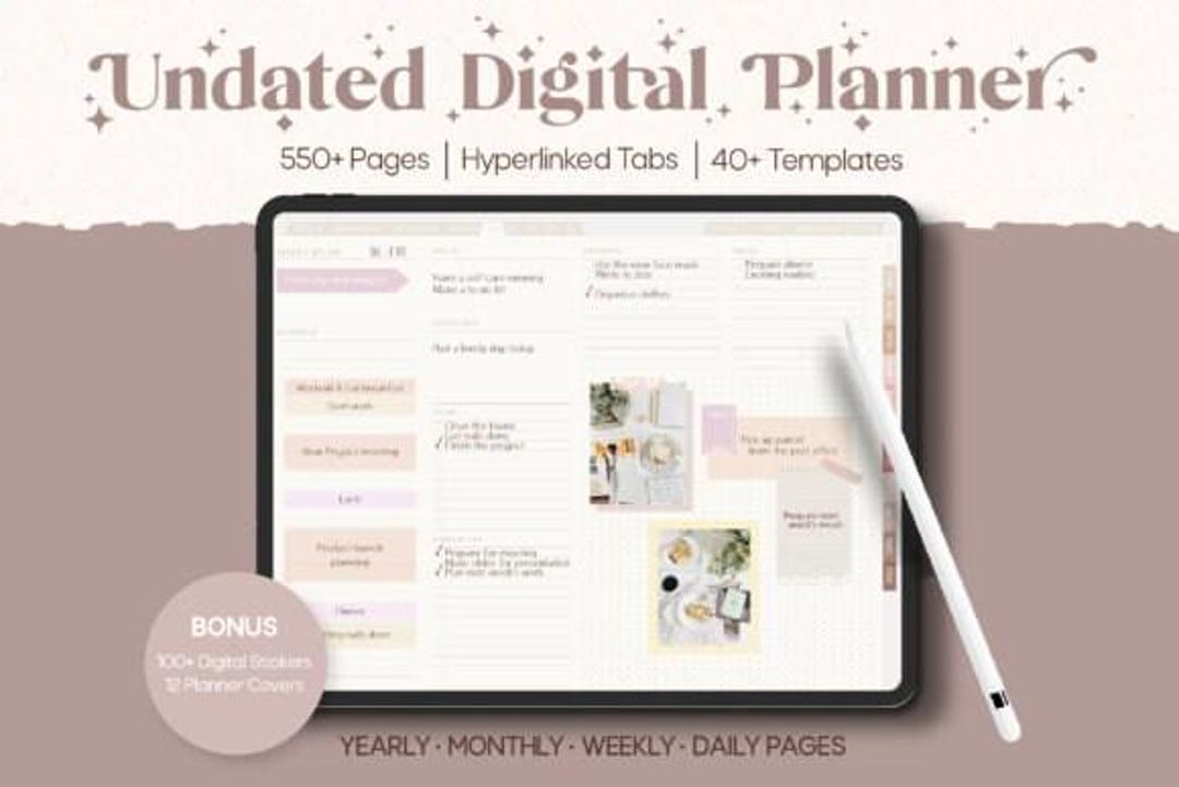 Neutral Undated Yearly Digital Planner - Etsy