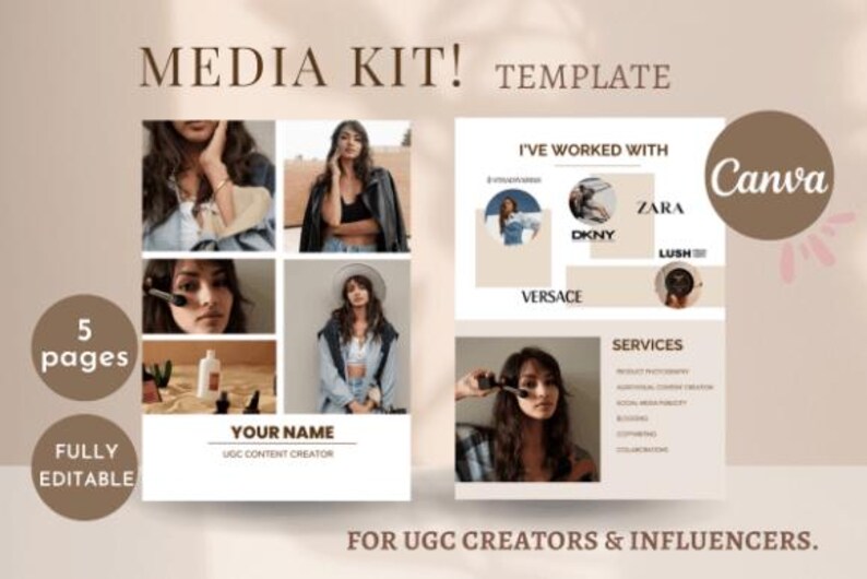 Most Popular Influencer Media Kit Canva Template| Instagram Blogger ...